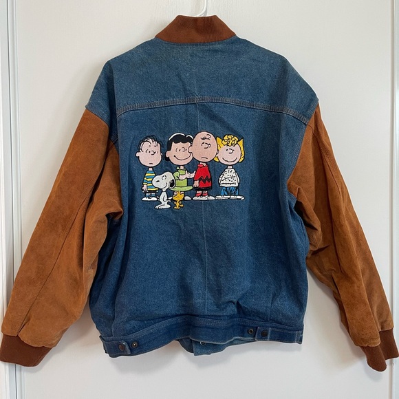 Peanuts | Jackets & Coats | Vintage Peanuts Charlie Brown Denim Suede ...